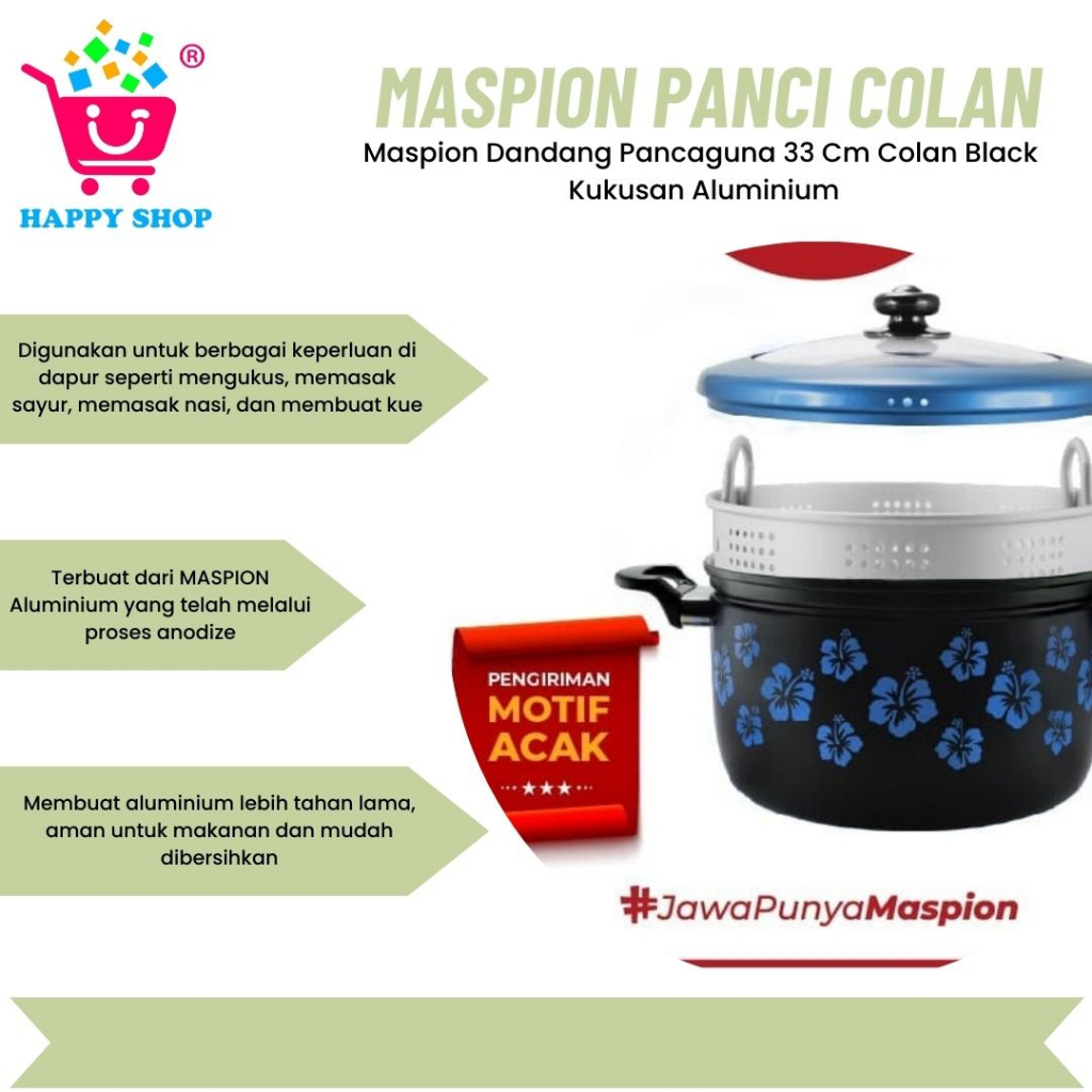 Jual Maspion Dandang Pancaguna 33 Cm Colan Black - Kukusan Aluminium ...