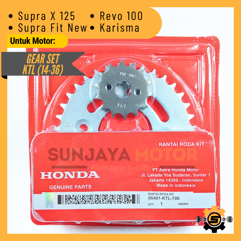 Jual Gear Set Rantai KTL Gearset Rante Kualitas Original Honda Supra Fit New Supra X 125 Karisma ...