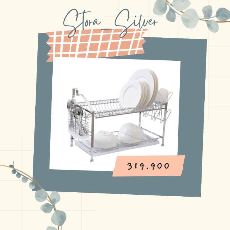 Jual stora/rak piring/rak piring silver/rak piring aesthetic/rak tempat ...