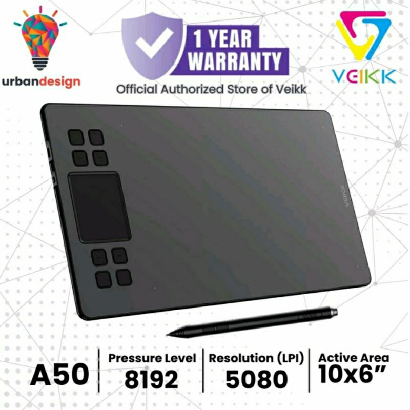 Jual VEIKK A50 Digital Graphic Drawing Pen Tablet 10 inch | Shopee ...