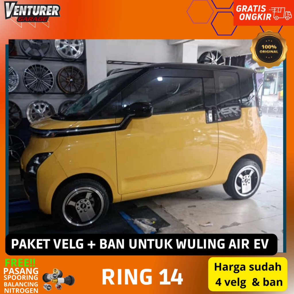 Jual PAKET VELG PLUS BAN MOBIL LISTRIK WULING AIR EV HSR PLACKTON R14 PLUS BAN | Shopee Indonesia