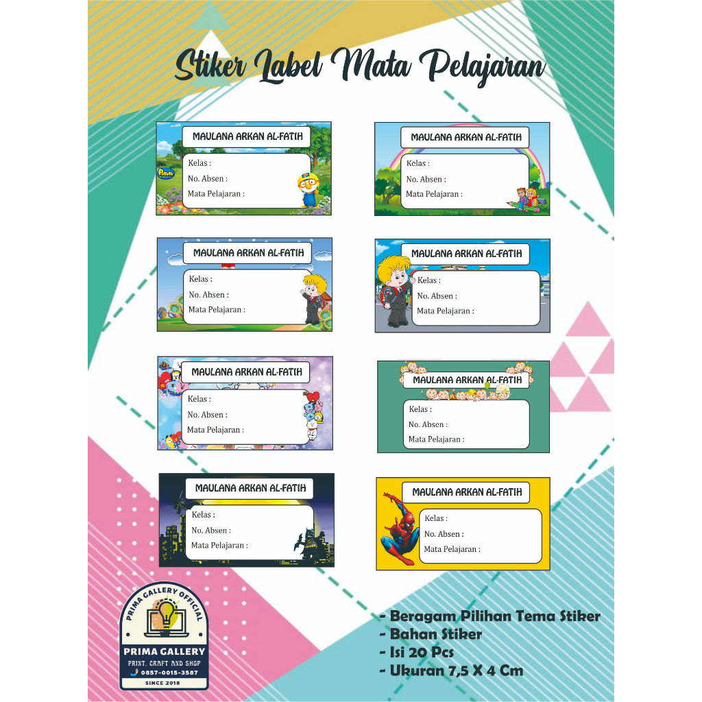 Jual Stiker Label Mata Pelajaran / Stiker Mapel Buku Isi 20 Pcs ...