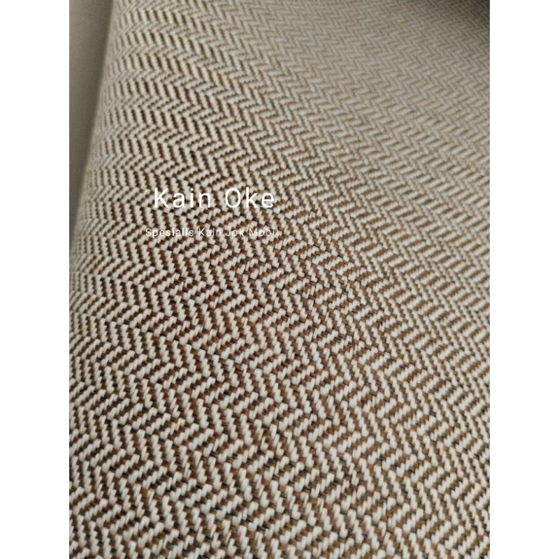 Jual Kain Jok Mobil Bahan Fabric Motif Herringbone Warna Coklat ...