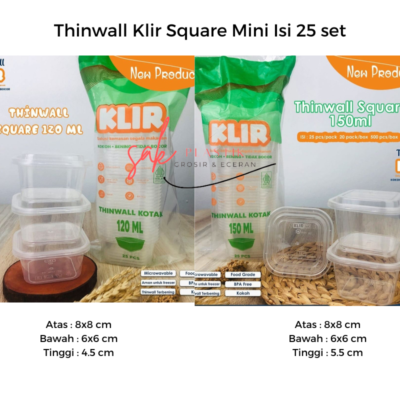 Jual Thinwall Klir Square Mini 120ml 150ml Isi 25Pcs l Kotak Bumbu l ...
