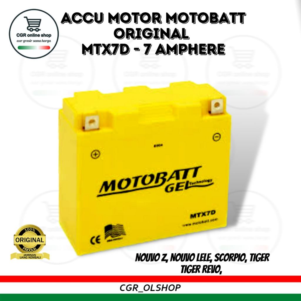 Jual Aki MOTOBATT Gel MTX7D 12V 7A Aki Yamaha Nouvo Z Scorpio Tiger | Shopee Indonesia