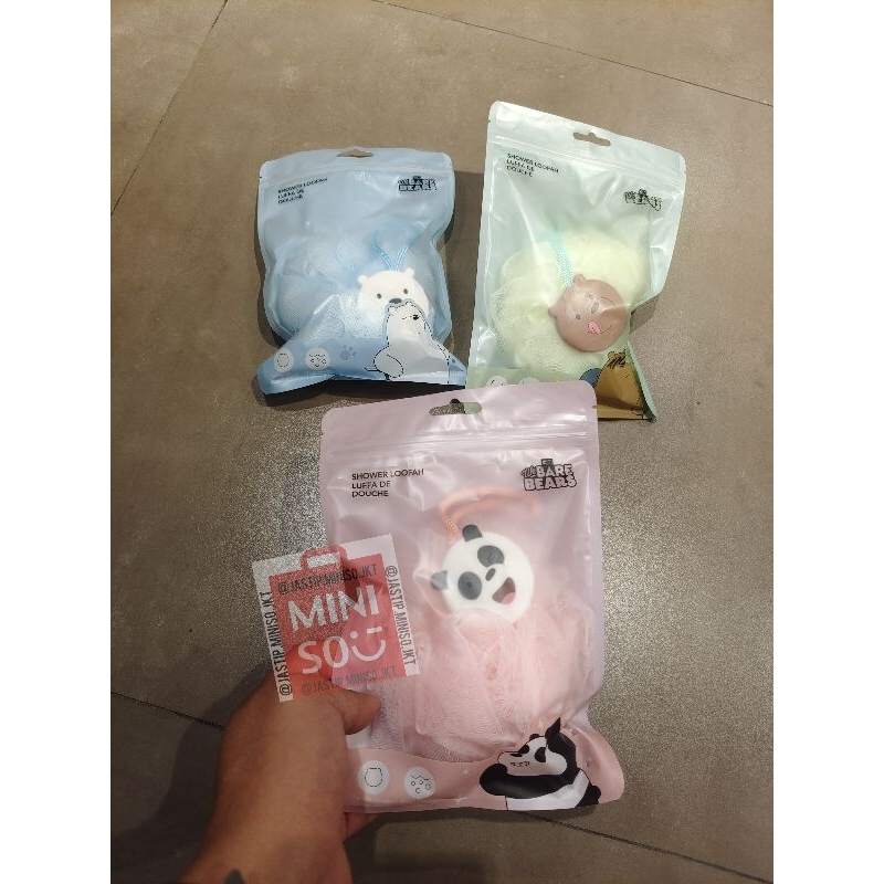 Jual MINISO 🆕 We Bare Bears Shower Loofah / Bath Sponge Panda / Grizzly ...