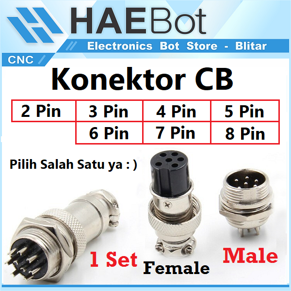 Jual [HAEBOT] Jack Konektor Connector CB 2 3 4 5 6 7 8 Pin Male Female GX16 16mm Plug Socket ...