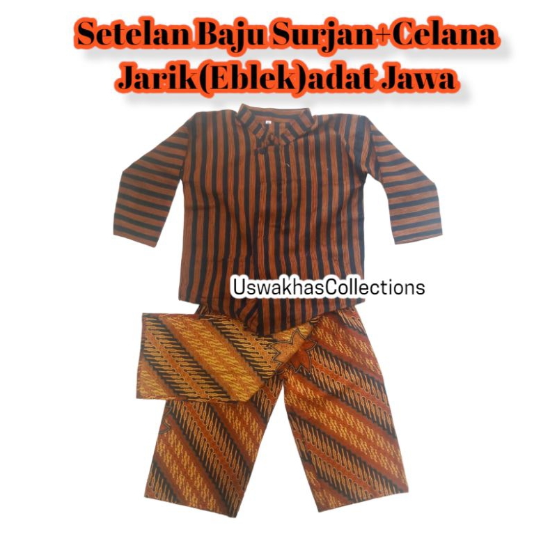 Jual Setelan Baju Surjan Lurik Anak+Celana Jarik Eblek Adat Jawa ...