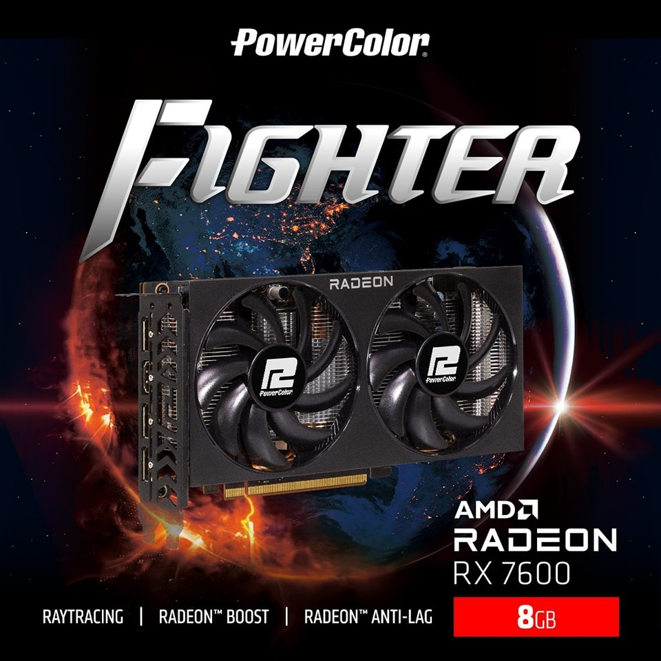 Jual PowerColor RX 7600 8GB D6 Fighter VGA AMD Radeon RX7600 8GB GDDR6 ...