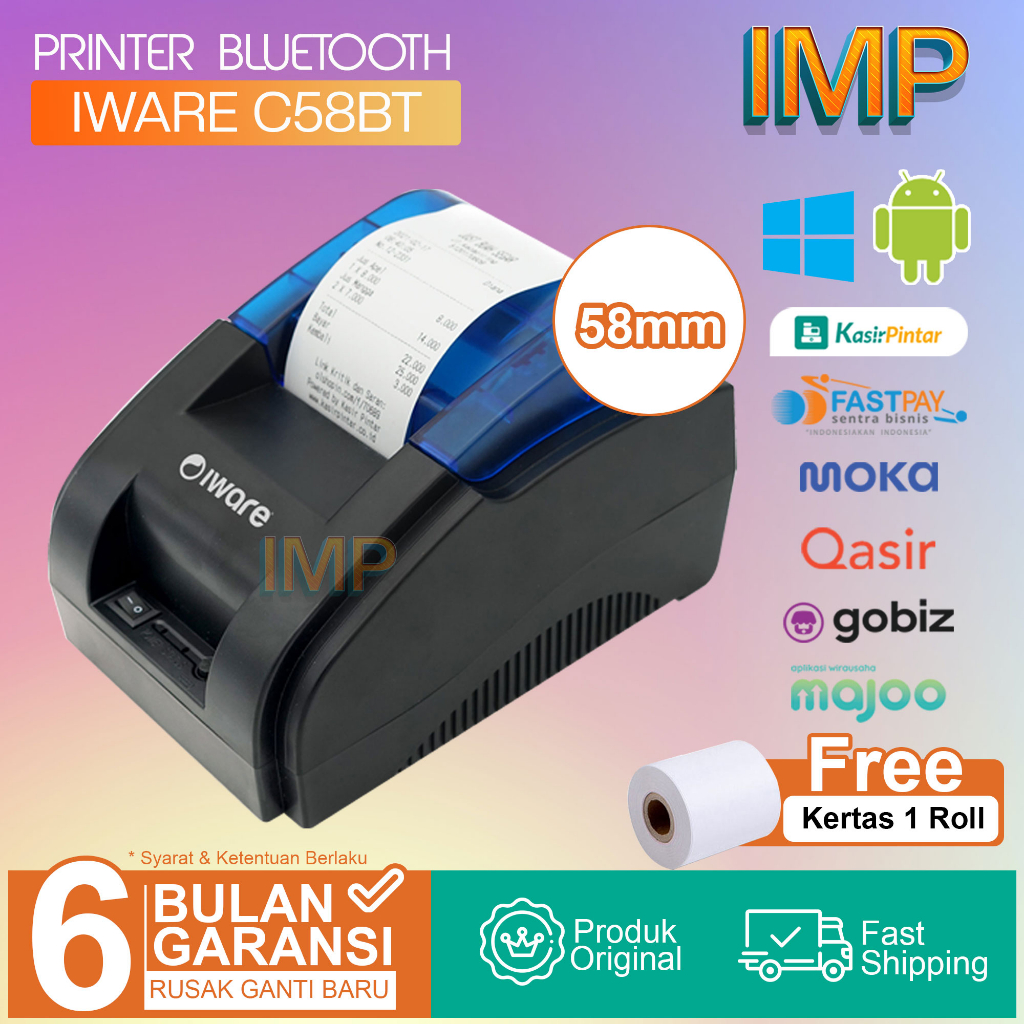 Jual Printer Bluetooth Thermal Kasir 58mm Iware C58BT Series | Shopee Indonesia