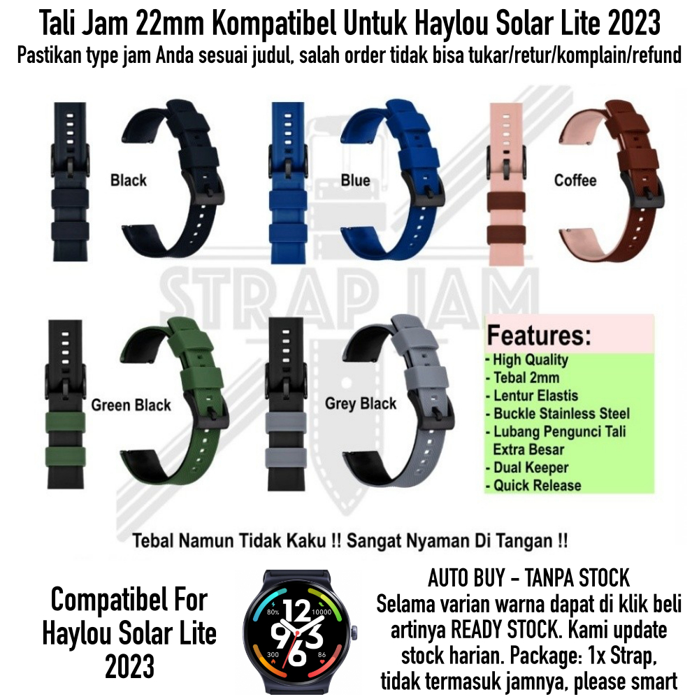 Jual HNN Tali Jam Haylou Solar Lite 2023 - Strap 22mm Rubber Lentur ...