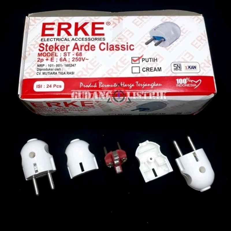 Jual 1 buah Steker Arde Bulat Colokkan Listrik Erke ST-68 | Shopee Indonesia