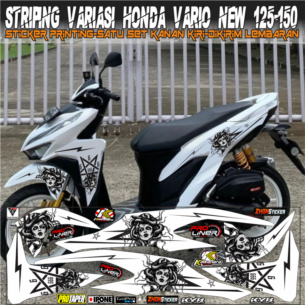 Jual striping variasi honda vario new 125-150 sticker medusa // STRIPING POLET BODI MOTOR VARIO ...
