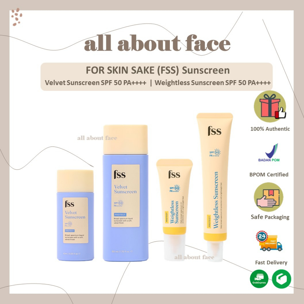 Jual FOR SKIN SAKE FSS Velvet Sunscreen Weightless Sunscreen SPF 50 PA ...