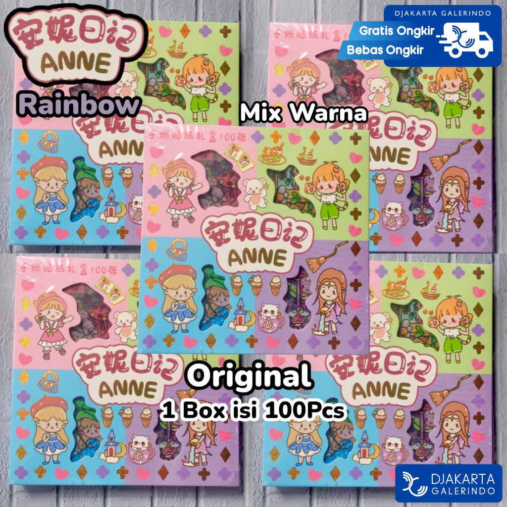 Jual Sticker TEA TIME MOMO ANNE MASU ALICE GLITTER Rainbow Mix Warna ...