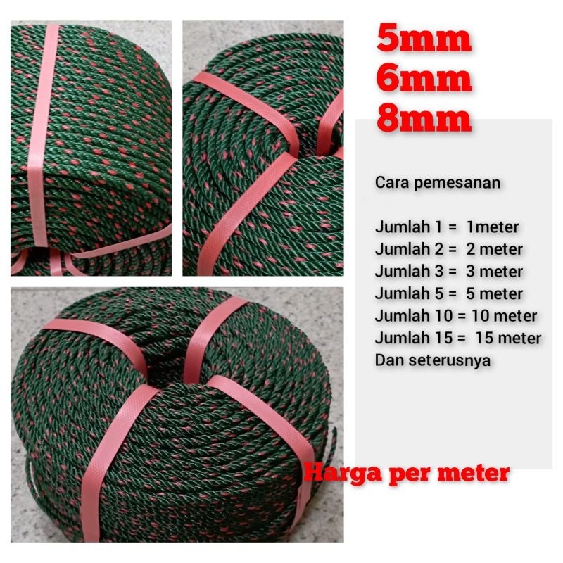 Jual tali tambang 5mm 6mm 8mm/tali tambang plastik (per meter) | Shopee Indonesia