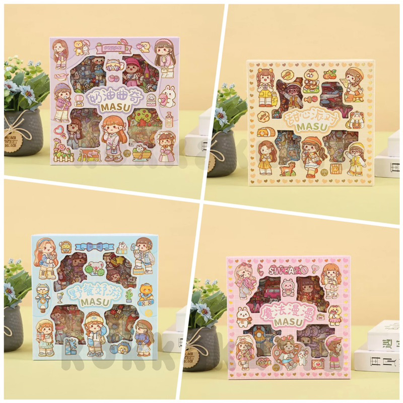 Jual ( KKM ) MASU Sticker Box Aesthetic Karakter Cewek Korea Waterproof ...