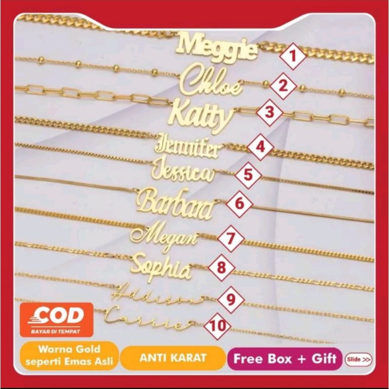 Jual kalung Nama Titanium Liontin Custom Lapis Emas | Shopee Indonesia