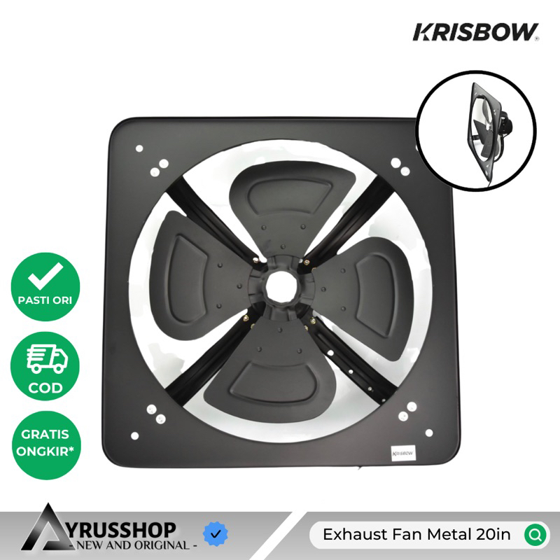 Jual Exhaust Fan Metal Kipas Ventilasi 20in Industrial/Gudang/Krisbow ...