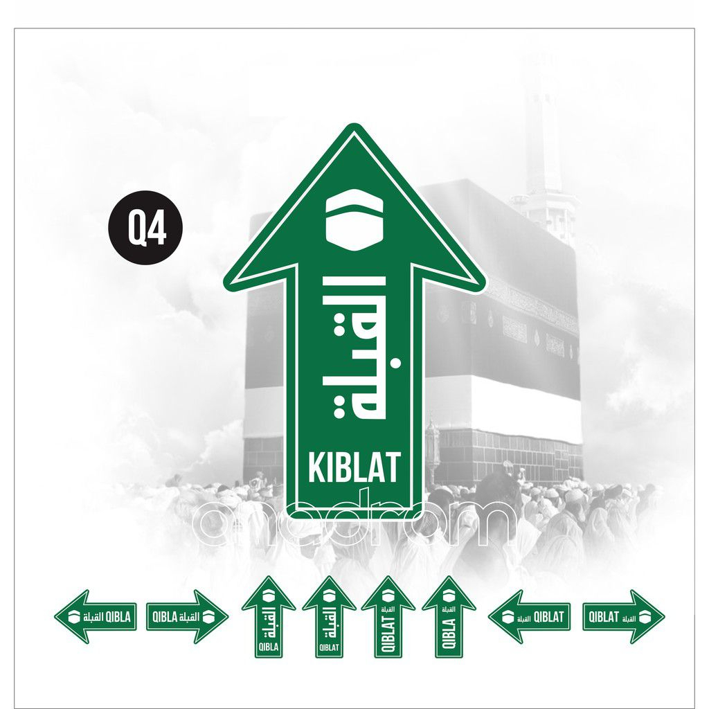 Jual Stiker Arah Kiblat Qibla Sign Stiker Arah ka'bah/Sholat Ukuran ...