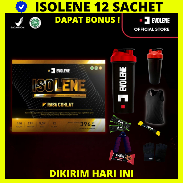 Jual ISOLENE WHEY 1 BOX 12 SACHET EVOLENE ISOLATE BPOM HALAL SUSU ...