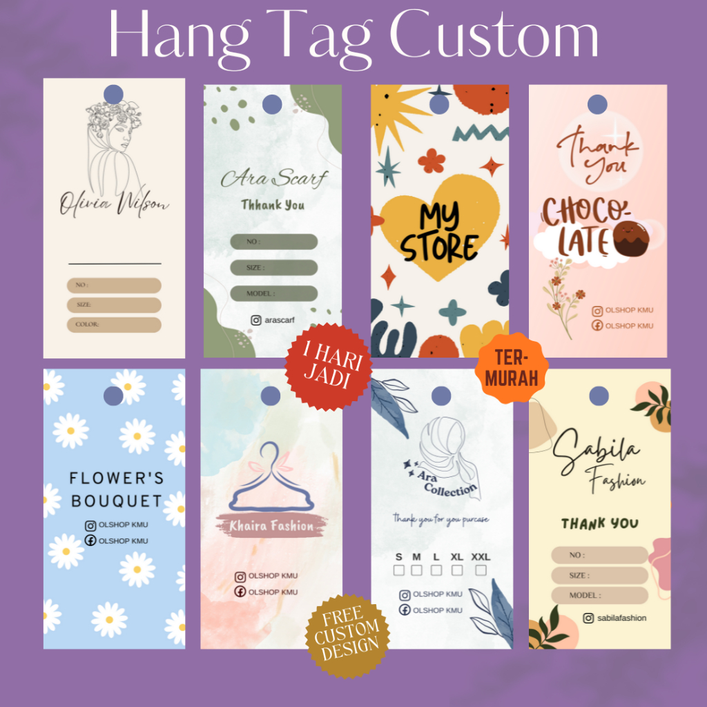Jual Hang tag hampers, hangtag baju, hangtag hijab, label baju, label ...