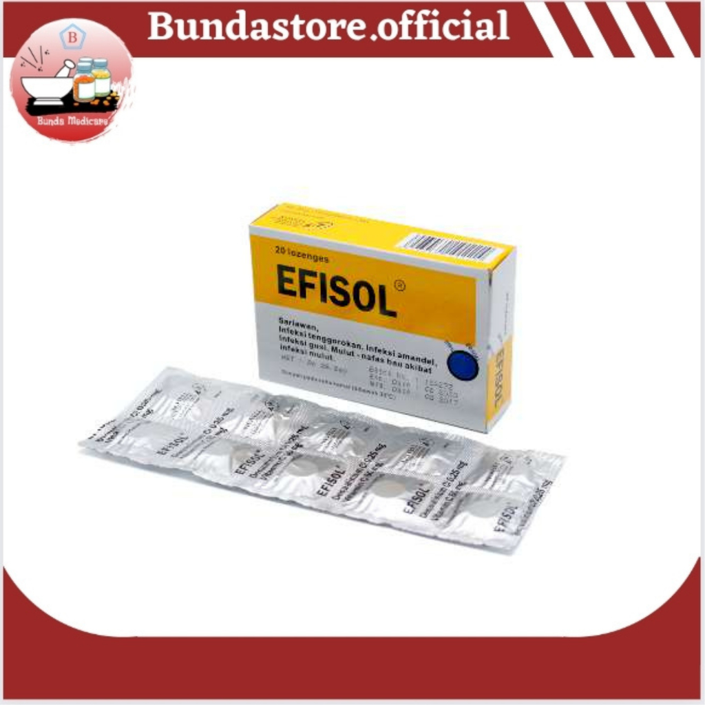 Jual Efisol Lozenges - STRIP (10 tablet) - Sariawan / Radang Tenggorokan / Panas Dalam / Vitamin ...