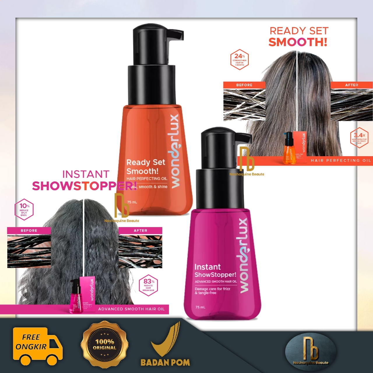 Jual Wonderlux Hair Perfecting Oil Ready Set Smooth Instant Showstopper ...