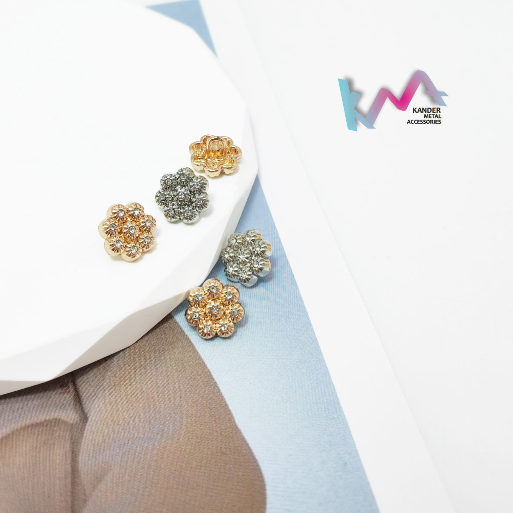Jual KANDER Alloy Tiny Button 11mm Kancing Hias Bunga Kancing Lengan ...