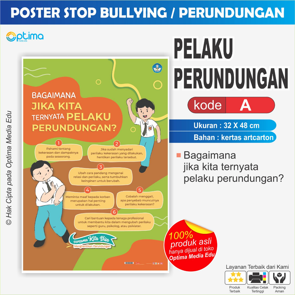 Jual Poster Stop Bullying dan Perundungan BK Untuk SD, SMP, SMA, SMK, Madrasah, Umum, dll ...