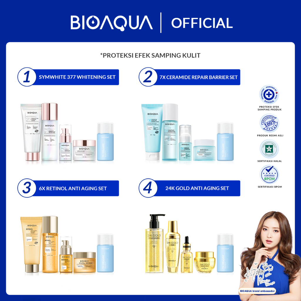 Jual BIOAQUA 5pcs Skincare Paket With Facial Wash Sabun Cuci Muka ...