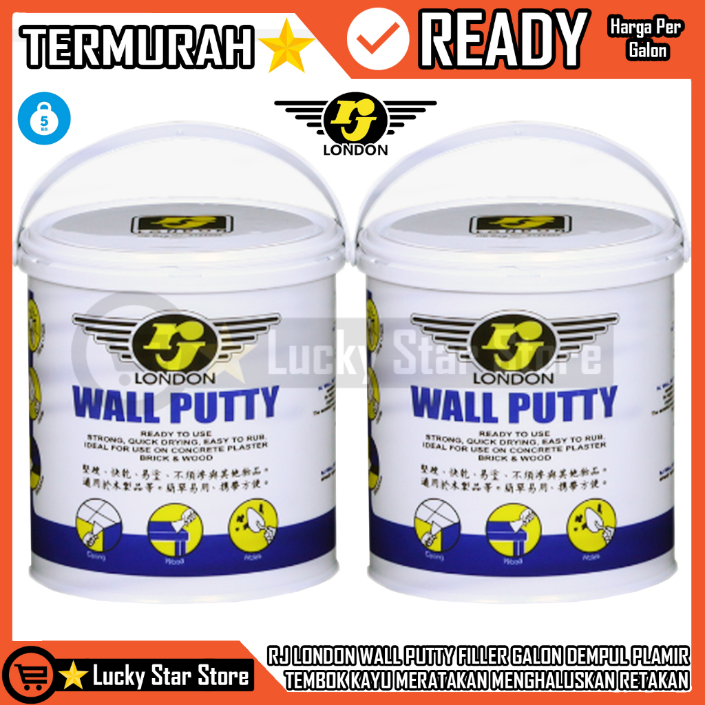 Jual Dempul RJ Wall Putty 5kg Kilogram Tembok Flamir Dinding Kayu ...