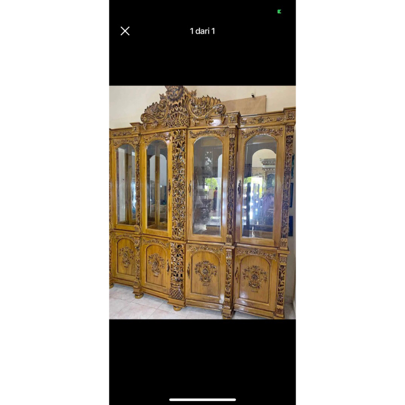 Jual ALMARI/BIFET JATI KOMBINASI KACA TIPE SHIMA | Shopee Indonesia