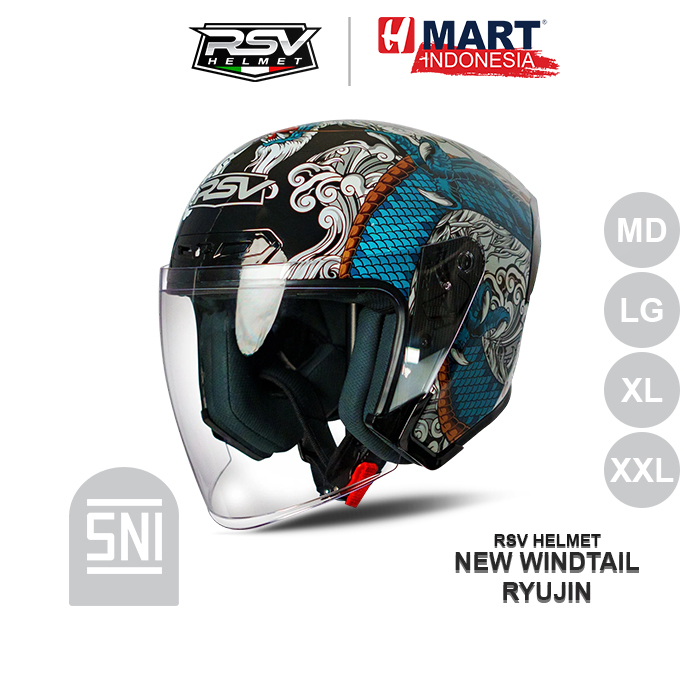 Jual RSV HELMET - NEW WINDTAIL RYUJIN - Helm Motor Half Face - SNI ...