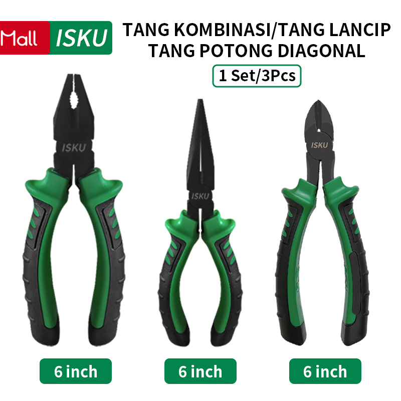 Jual ISKU Tang Set 3 Pcs Tang Kombinasi Dan Tang Lancip Dan Tang Potong ...