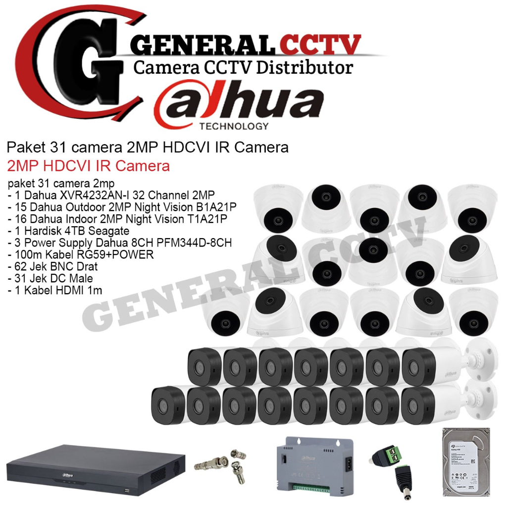 Jual Paket 31 Camera Dahua Cooper HD 2MP Dvr 32ch + Hardisk 4TB Paket ...