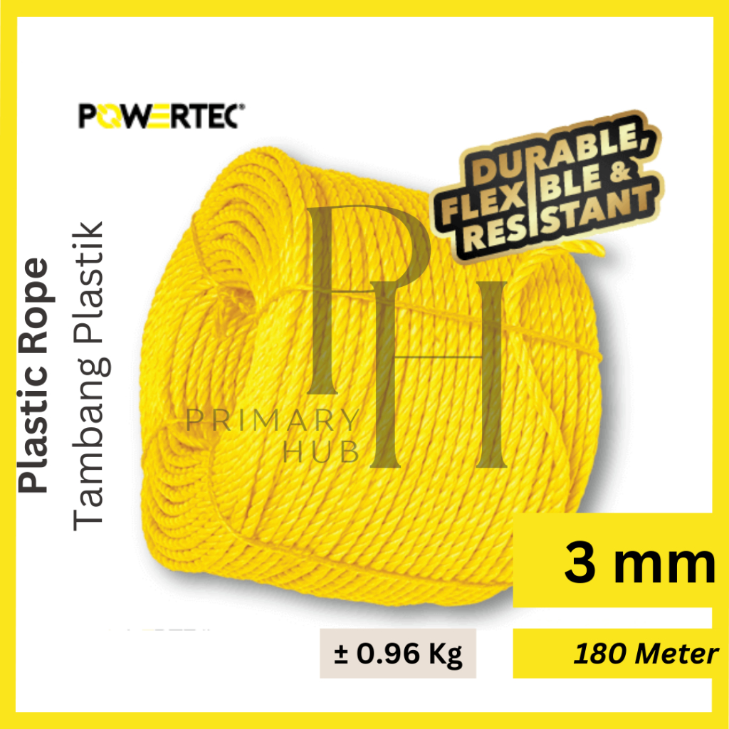 Jual Tali Tambang Plastik / Plastic Rope / POWERTEC Kuning | Shopee ...