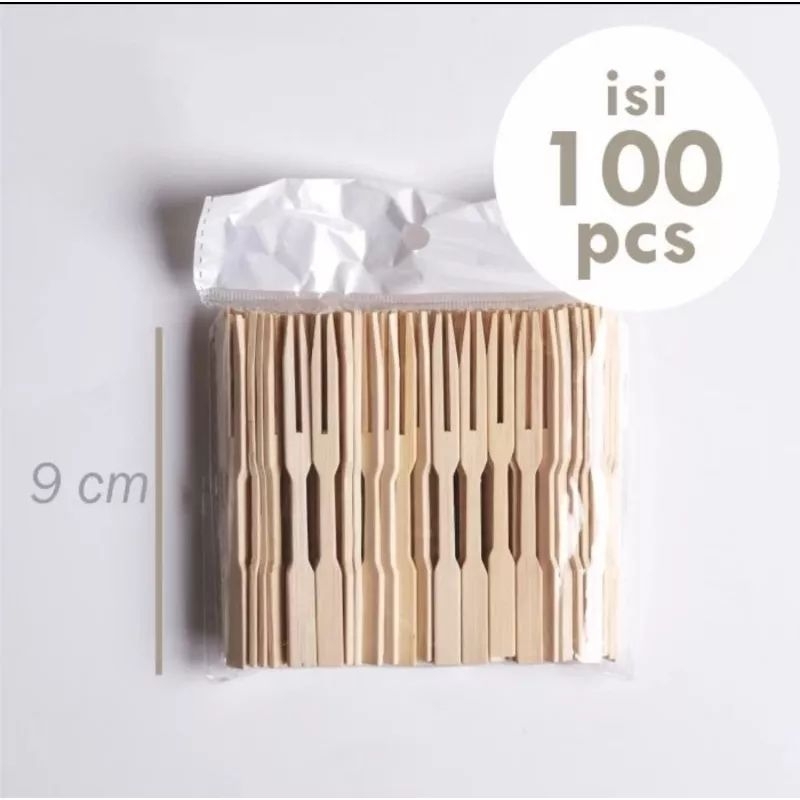 Jual Wooden Fork Mini / Tusukan Kayu untuk Buah Kue Donut Food Grade ...