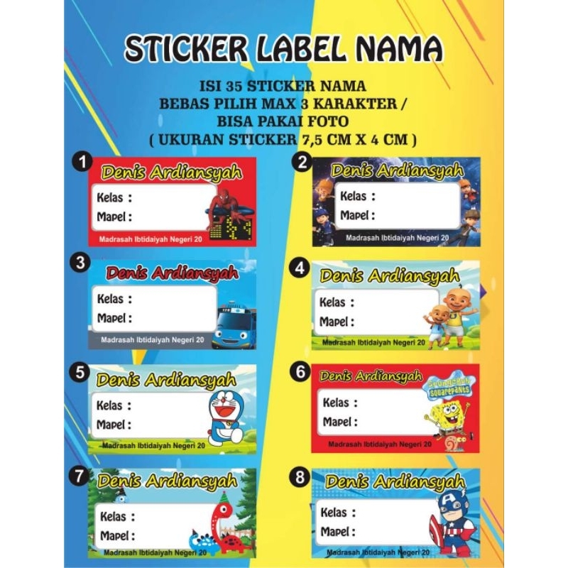 Jual STICKER LABEL NAMA CUSTOM ISI 35 PCS STIKER NAMA STICKER SEKOLAH ...