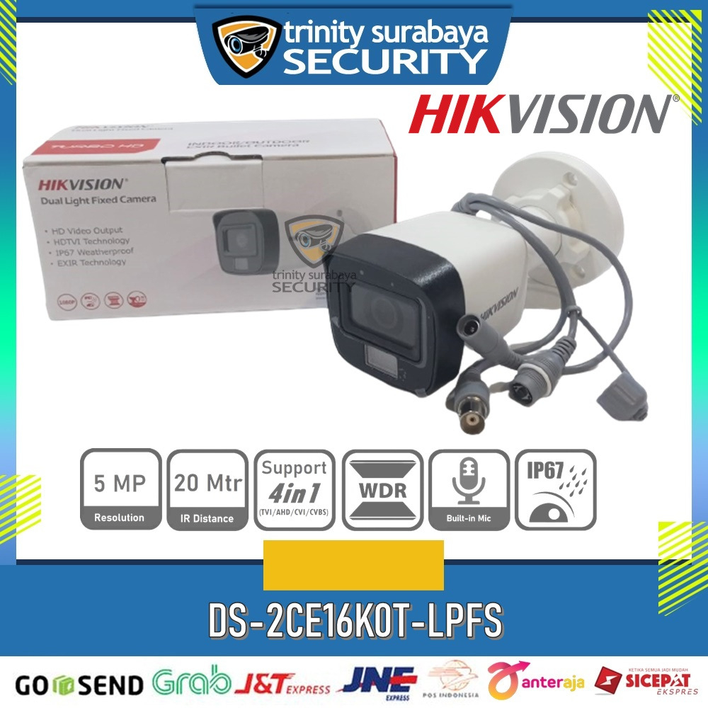 Jual CCTV Outdoor 5mp Hikvision 2CE16K0T-LPFS Built in Mic Trinity | Shopee Indonesia