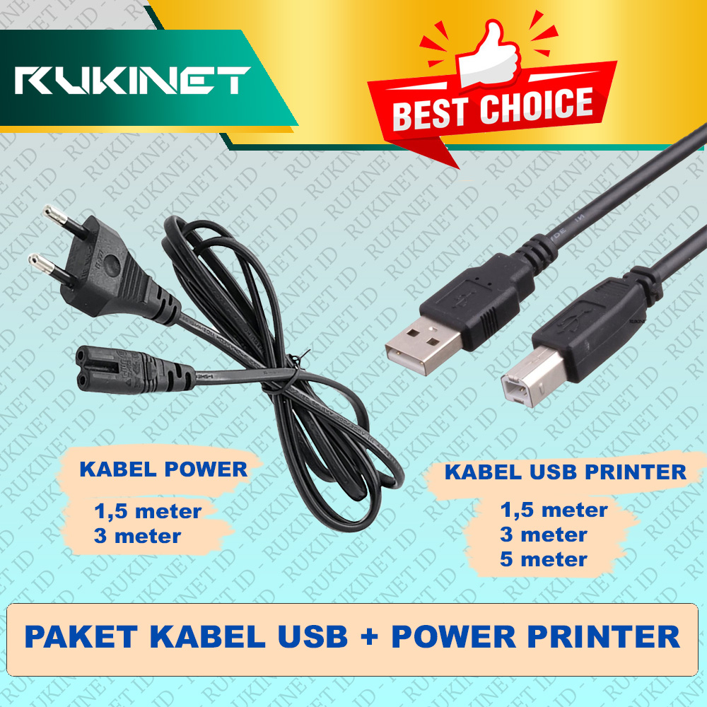 Jual PAKET Kabel USB Printer + Kabel Power Universal Siap Pasang ...