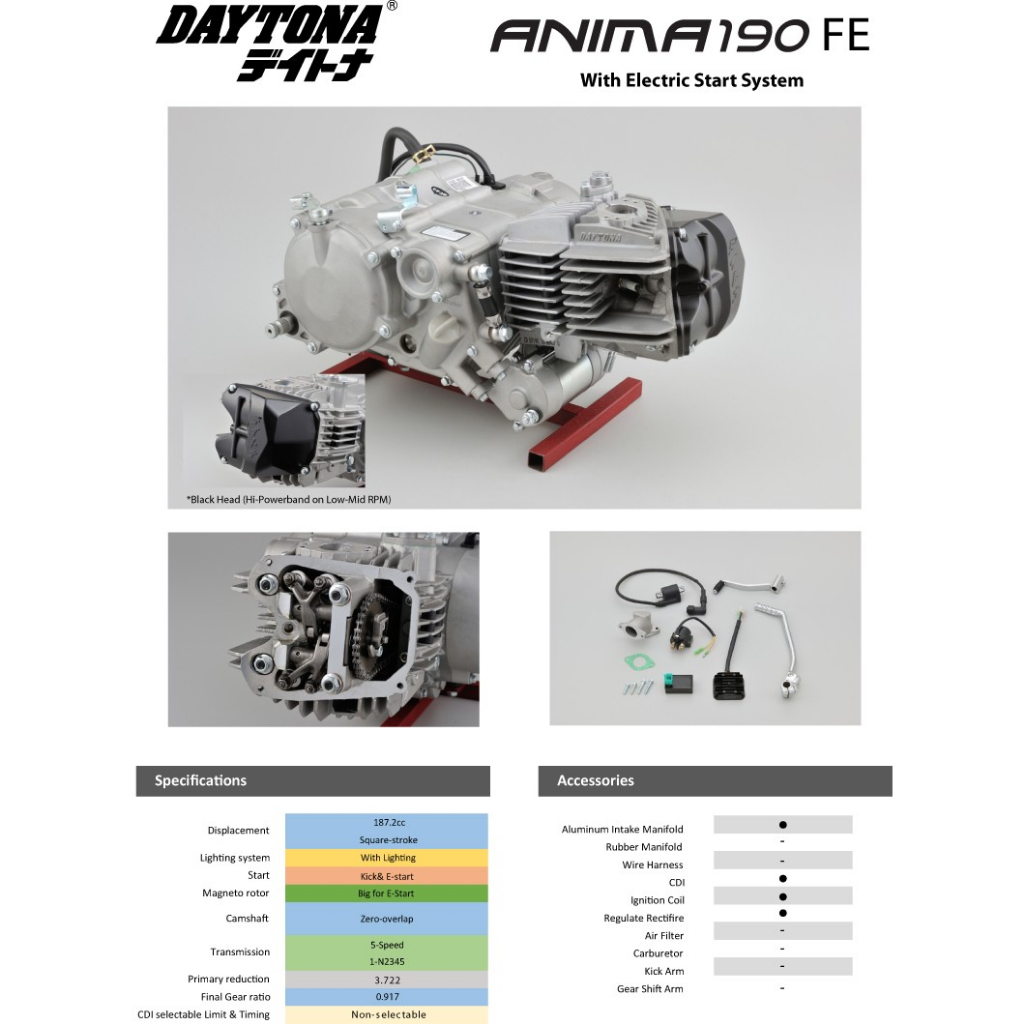 Jual Mesin Daytona Anima 190cc Electric Starter Racing Engine | Shopee ...