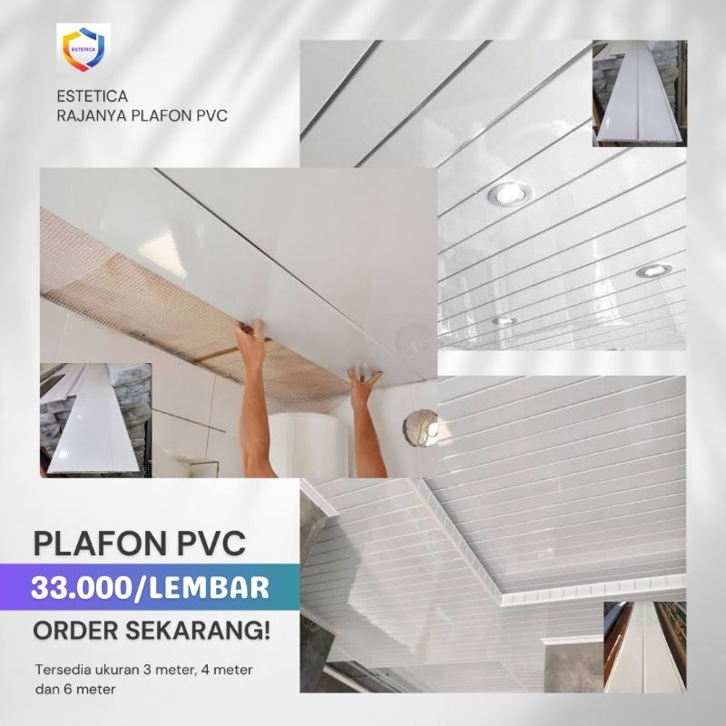 Jual Plafon PVC Putih Polos Motif Kayu Ceiling Merk Tiger Anti Jamur ...