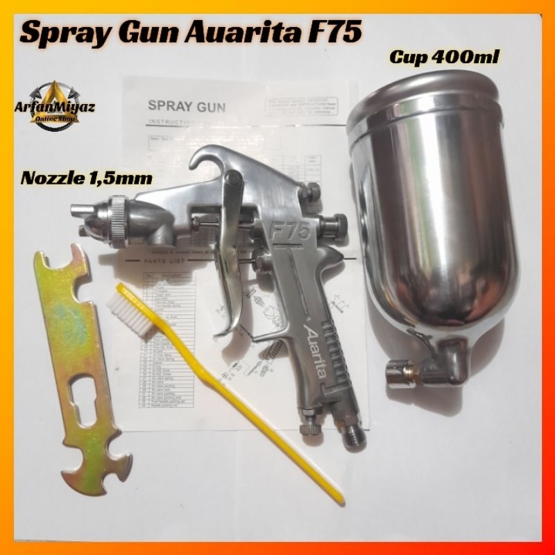 Jual Spray Gun Auarita F75 Nozzle 1,5mm Tabung 400ml Original Alat ...