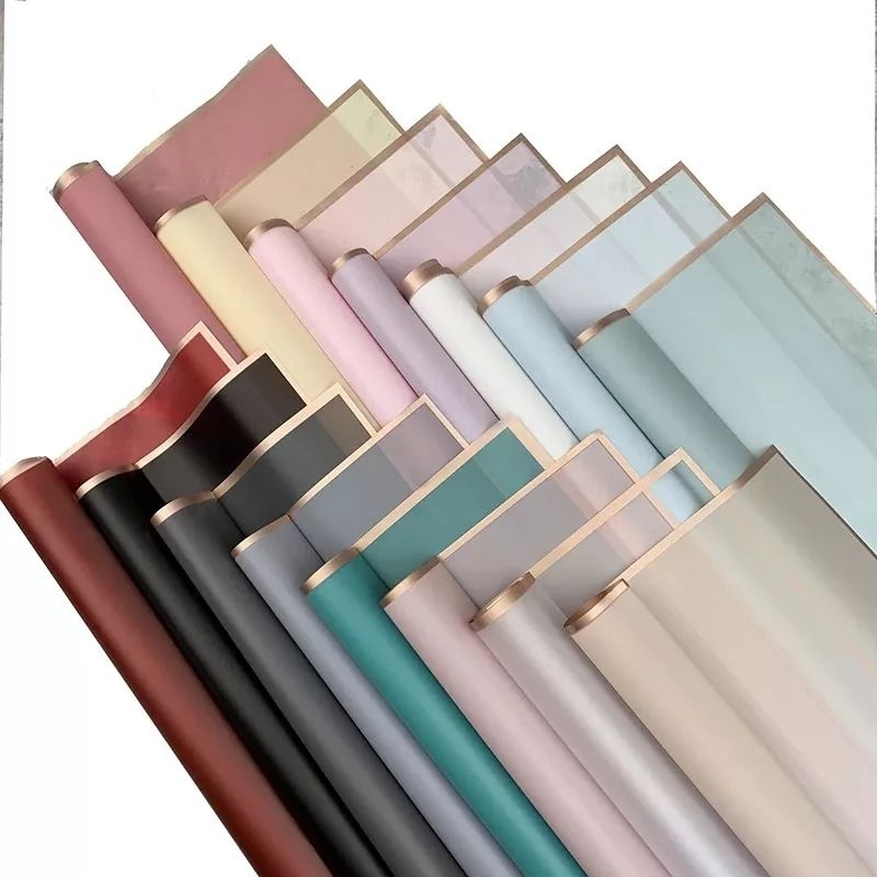 Jual 5 Lembar Kertas Buket Cellophane Frame Gold list gold kertas buket ...