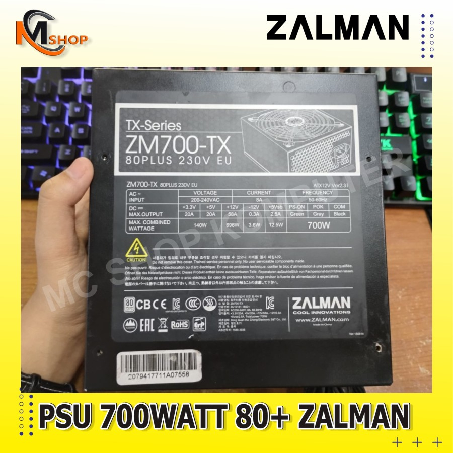 Jual PSU 700W 80+ Power Supply 700 Watt 80 Plus Gaming Zalman | Shopee ...