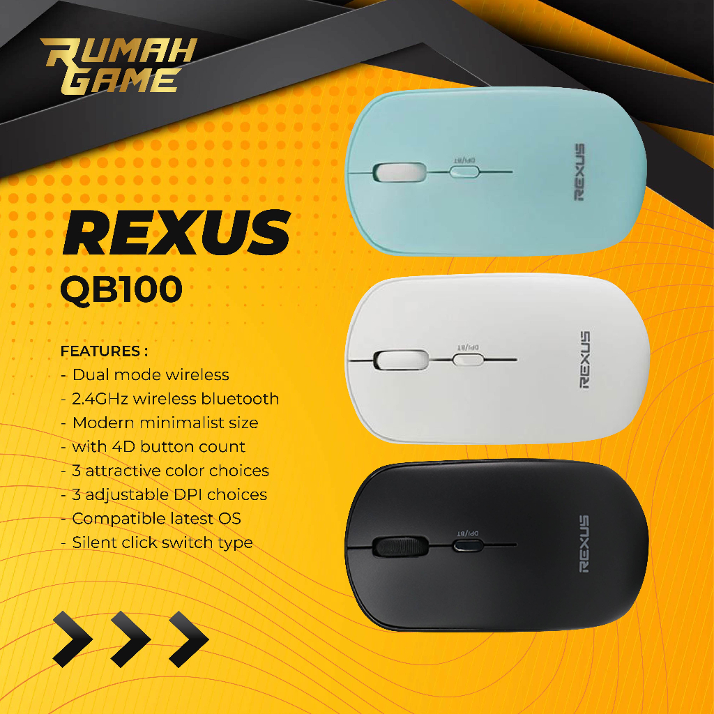 Jual Rexus QB100 Mouse Dual Mode Wireless dan Bluetooth Office Silent ...