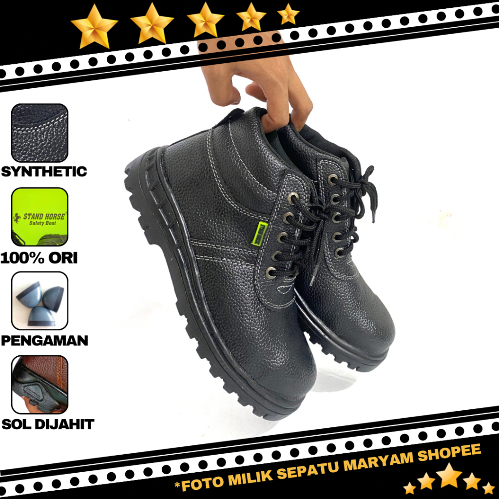 Jual Sepatu Safety Pria Boots Tali Ujung Besi Sepatu Kitchen Sefty ...