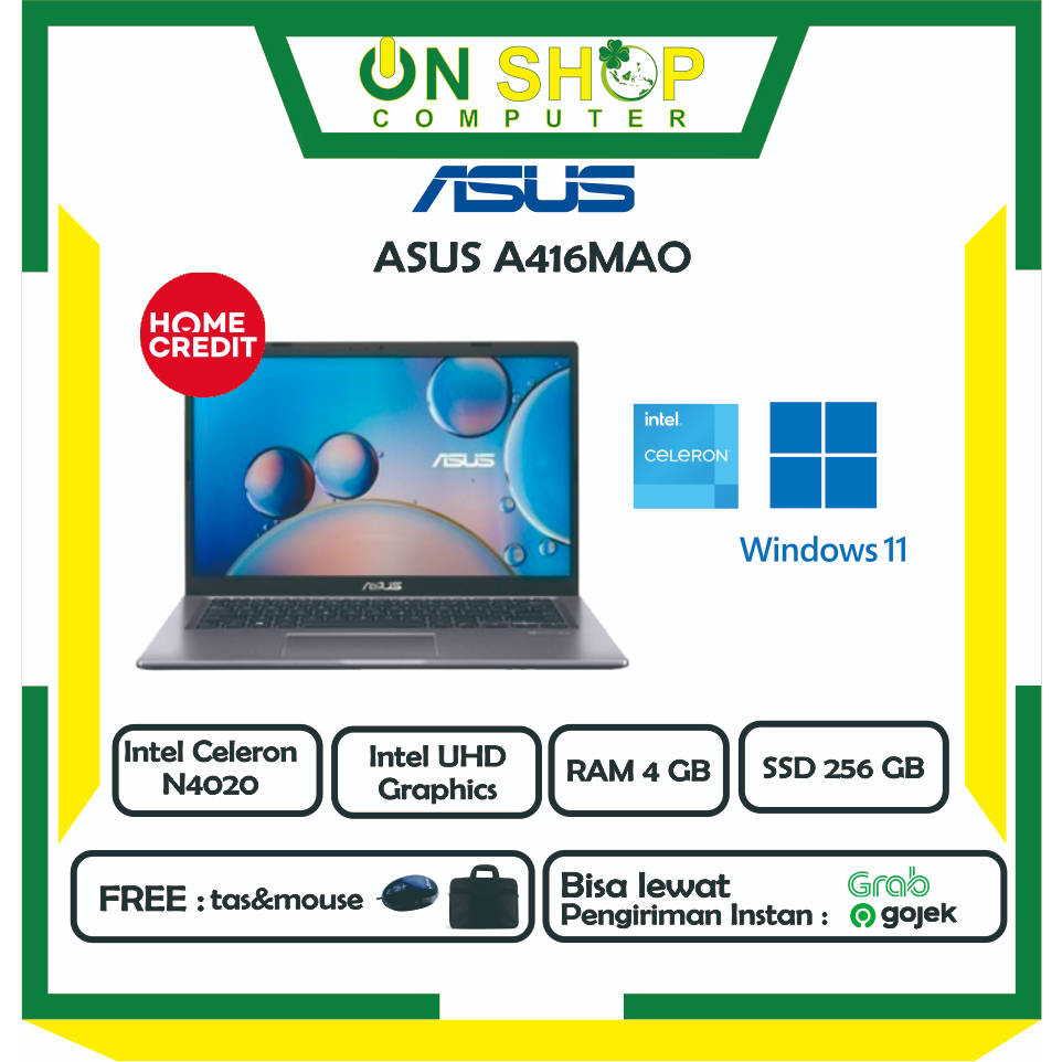 Jual ASUS A416MAO Intel N4020 4GB 256GB W11 OHS Slate Grey | Shopee ...