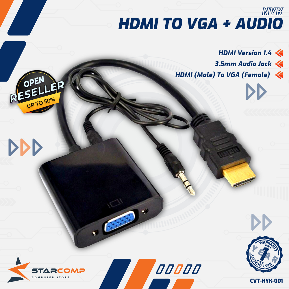 Jual Converter NYK HDMI to VGA + Audio Aux | Shopee Indonesia